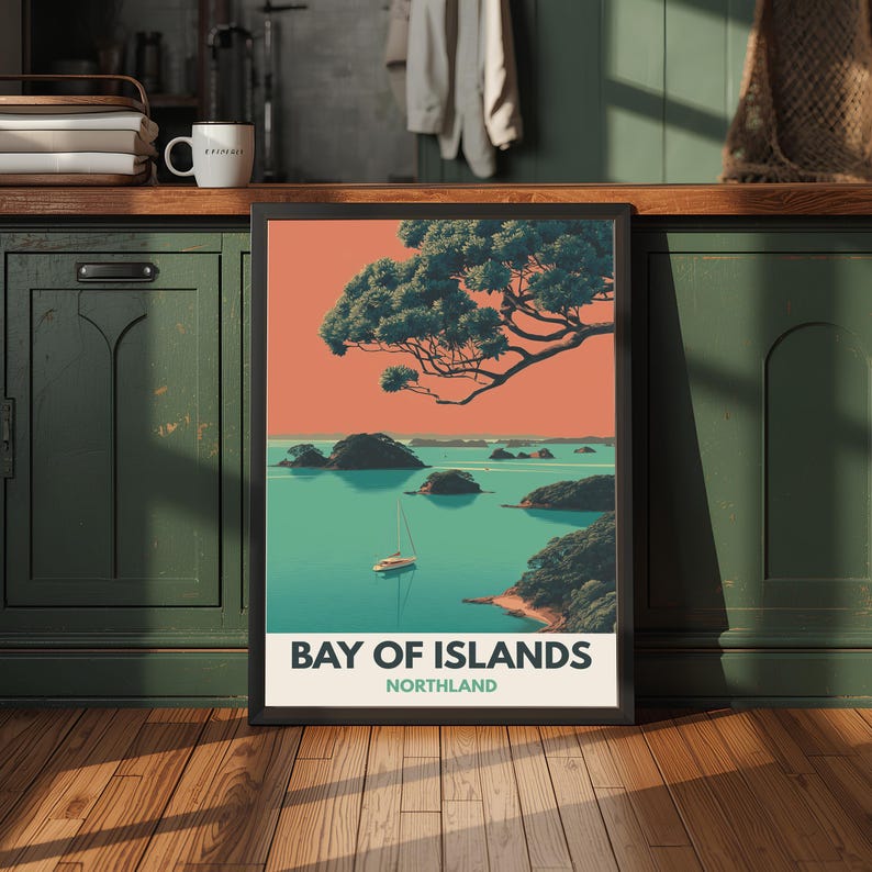 Bay of Islands Travel Poster, Bay of Islands Northland Poster Print ...