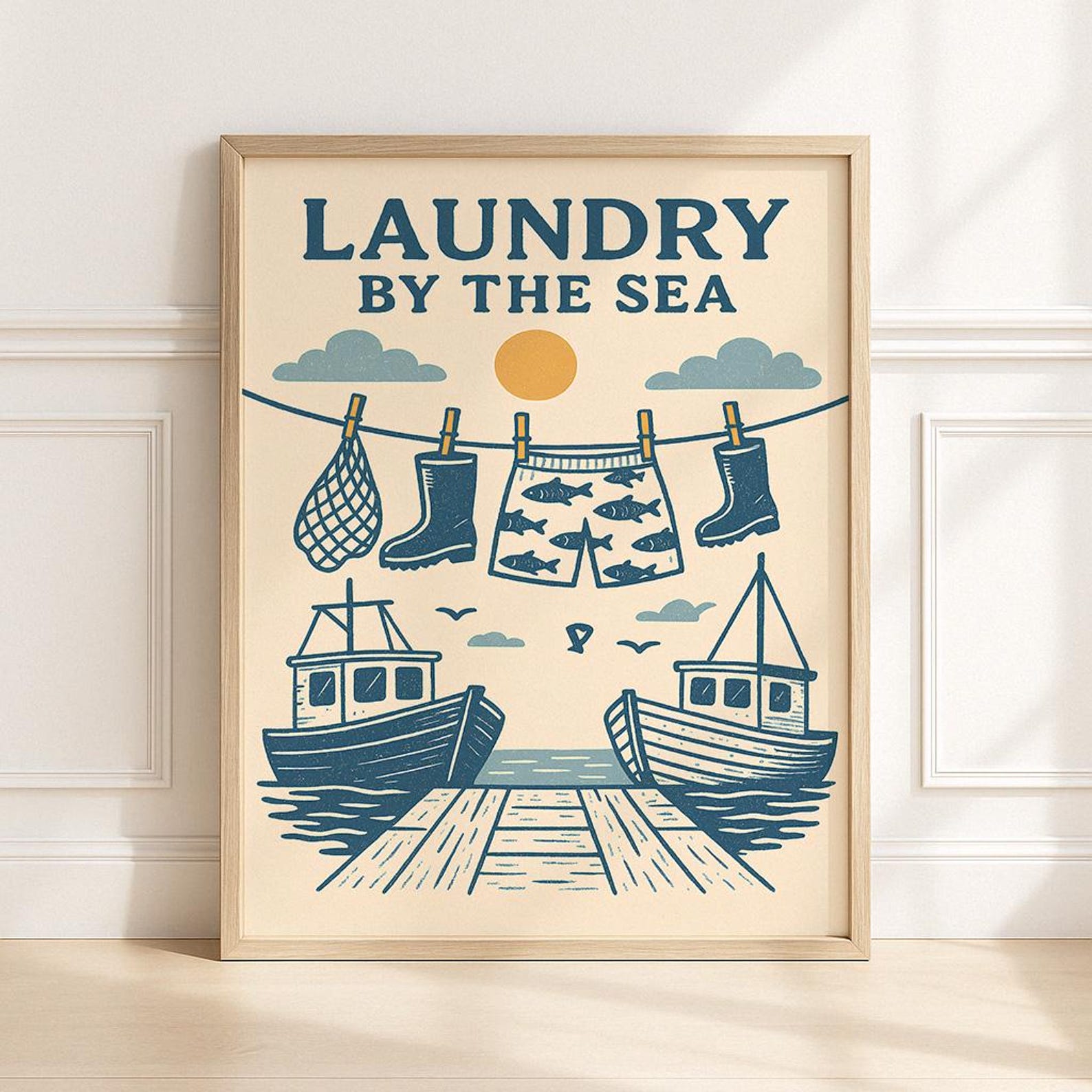 Laundry by the Sea Coastal Laundry Room Wall Art – Nautical Bathroom ...