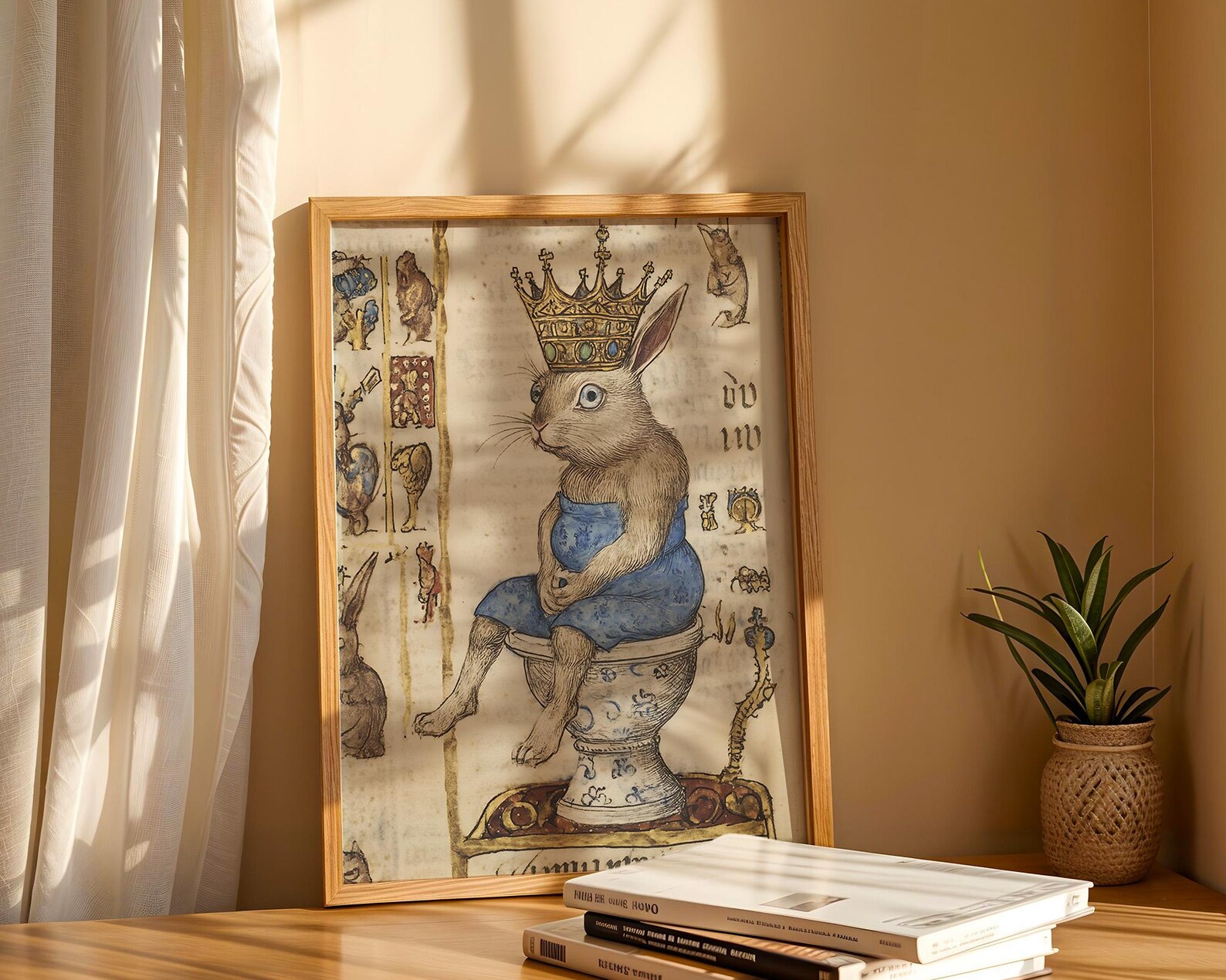 Medieval Rabbit King Surreal Fantasy Art Vintage Animal Illustration ...