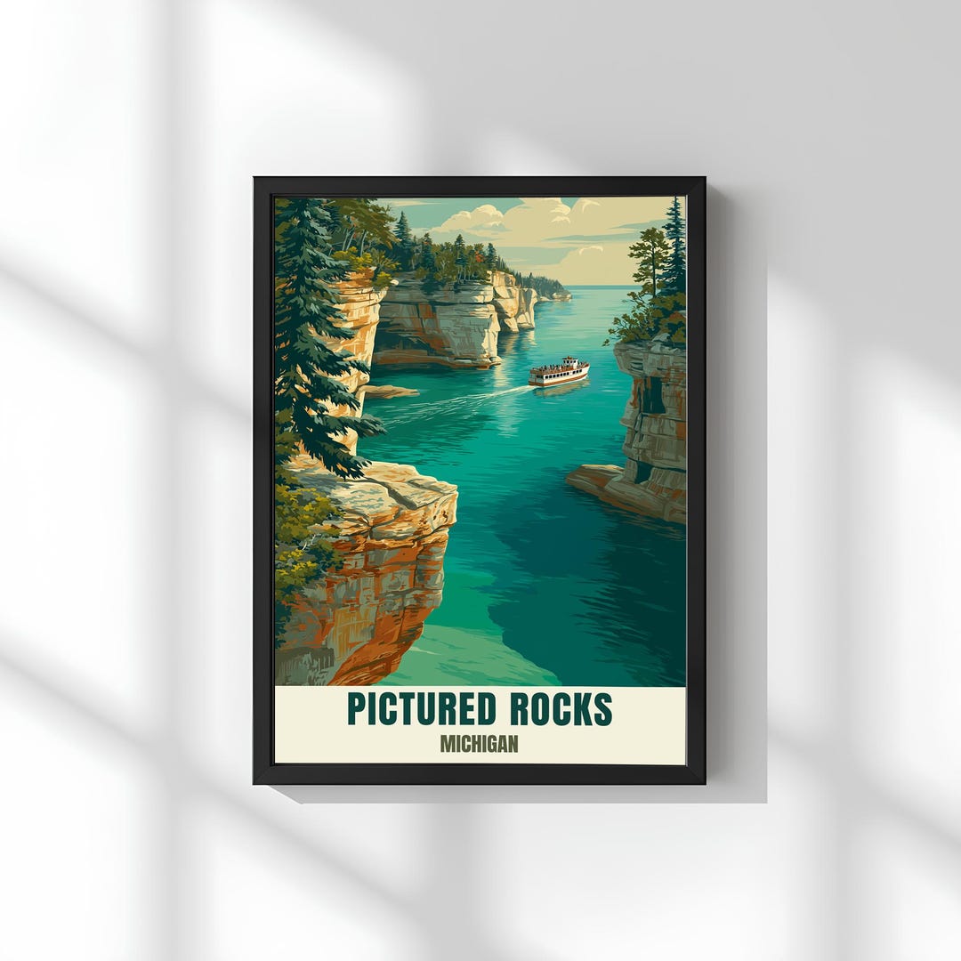 Pictured Rocks Michigan Poster, Pictured Rocks Michigan Wall Art Print ...