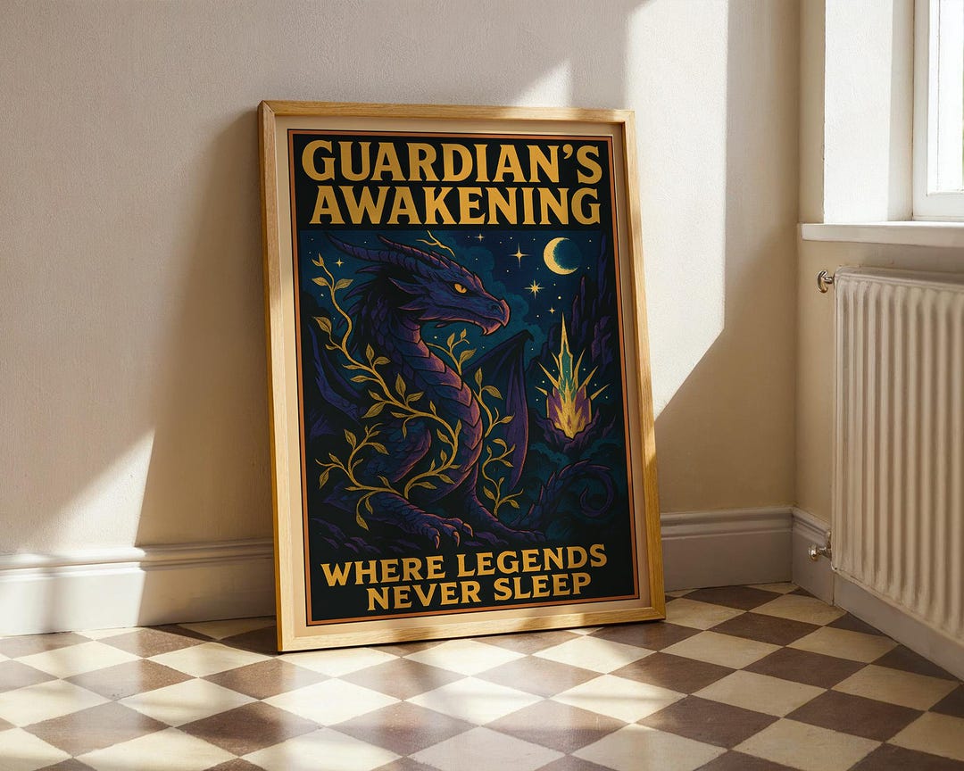 Guardians Awakening Dragon Poster - Mystical Fantasy Wall Art - Epic ...