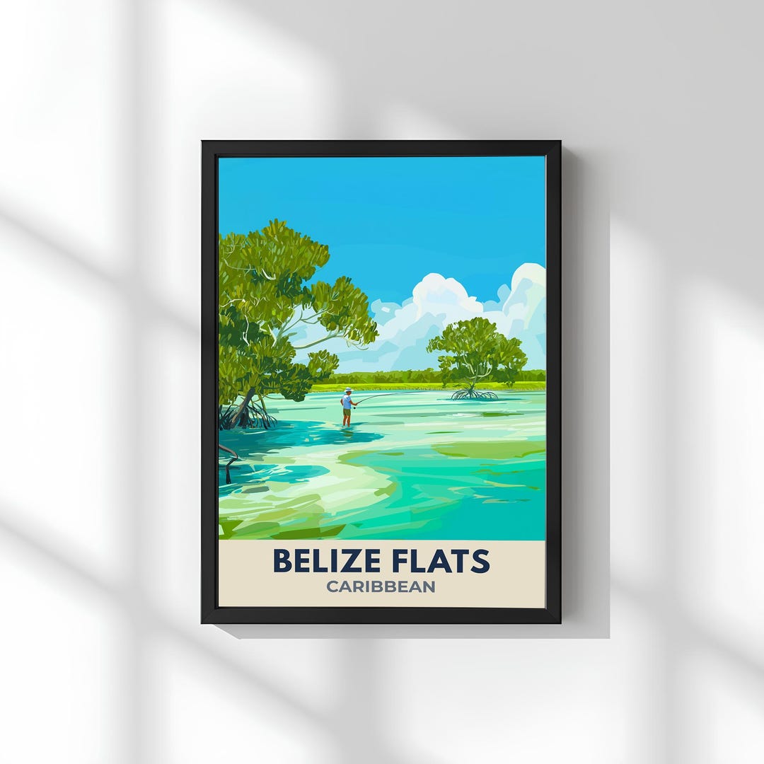 Belize Flats Poster Belize Poster Belize Flats Wall Art Belize Travel ...
