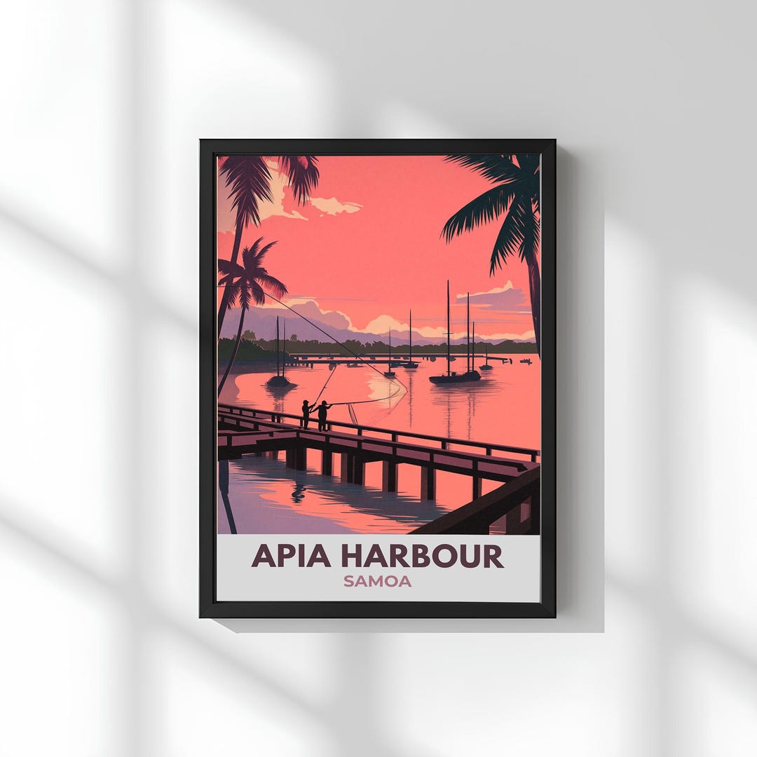 Apia Harbour Samoa Wall Art Print, Samoa Travel Poster, Polynesia ...
