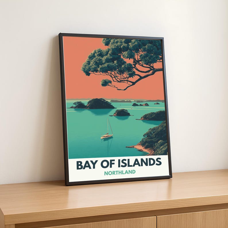 Bay of Islands Travel Poster, Bay of Islands Northland Poster Print ...