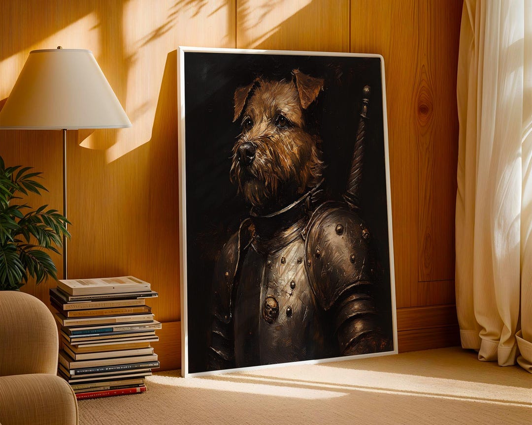 Medieval Terrier Knight Portrait Warrior Dog Painting Historical Pet ...