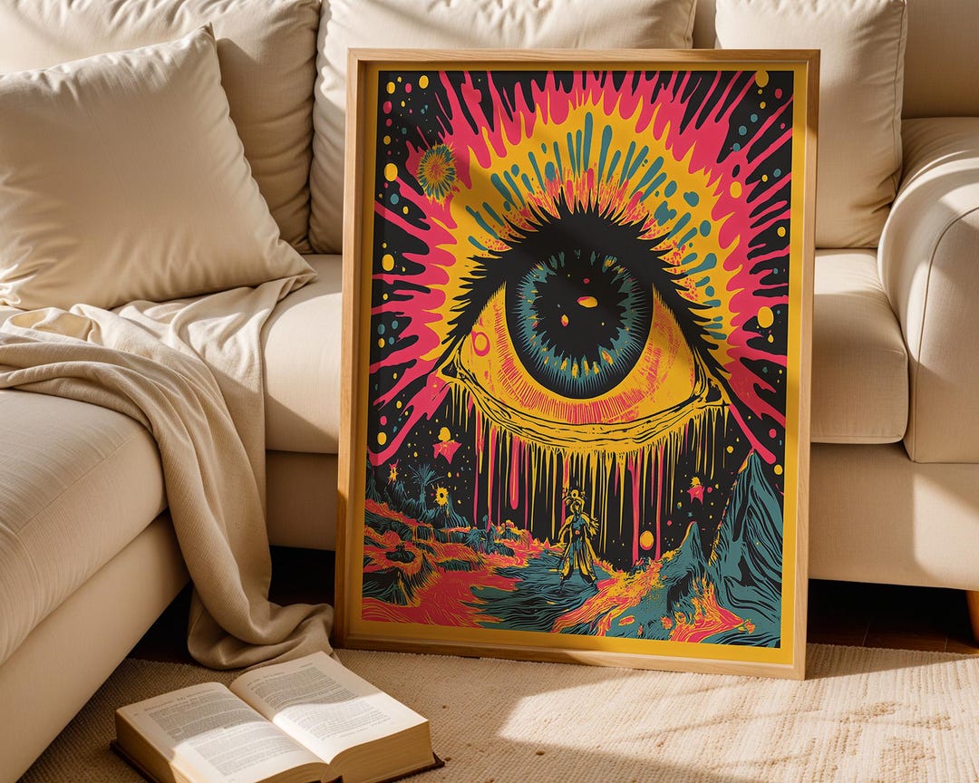 Psychedelic Eye Art Trippy Surreal Poster Visionary Cosmic Print Neon ...