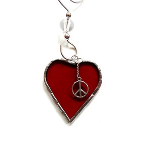 Peace love mini stained glass heart suncatcher ornamen | Etsy