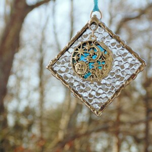 Sun & Moon Celestial Stained Glass Suncatcher Window Home Decor - Etsy