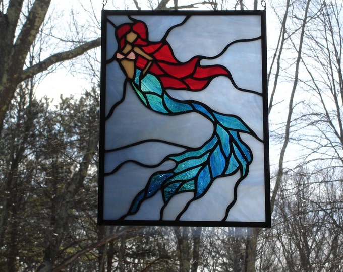 Mermaid Stained Glass Panel, Reserved for Lizabeth - Etsy