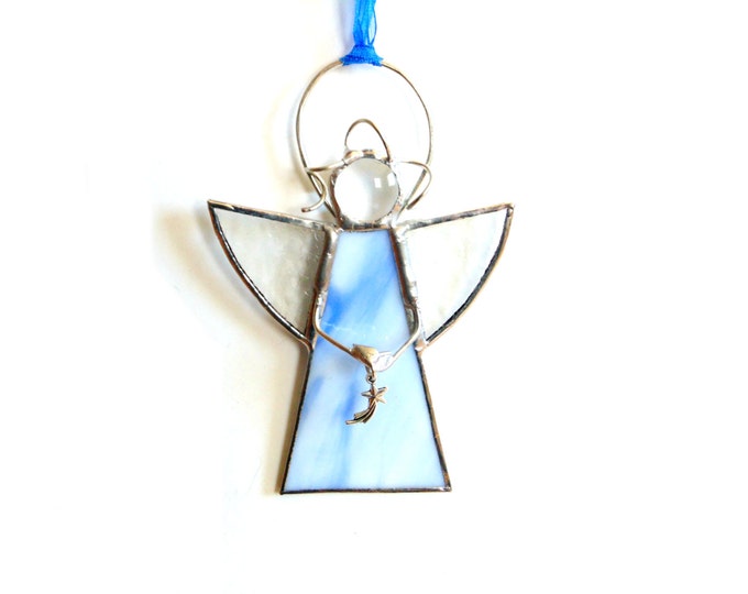 Stained Glass Angel Suncatcher Blue Angel Angel Gift Under - Etsy