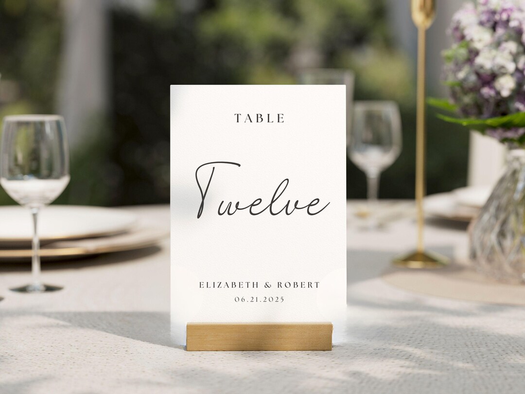 Wedding Table Numbers Template, Printable Table Cards | Minimalist ...