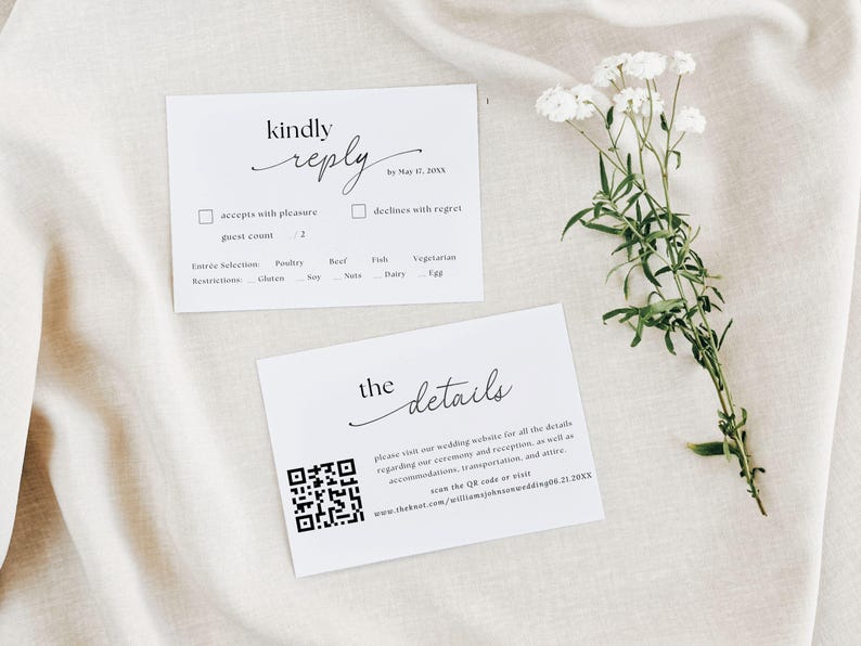 Wedding Invitation Template Suite, Editable Printable Invite Set ...