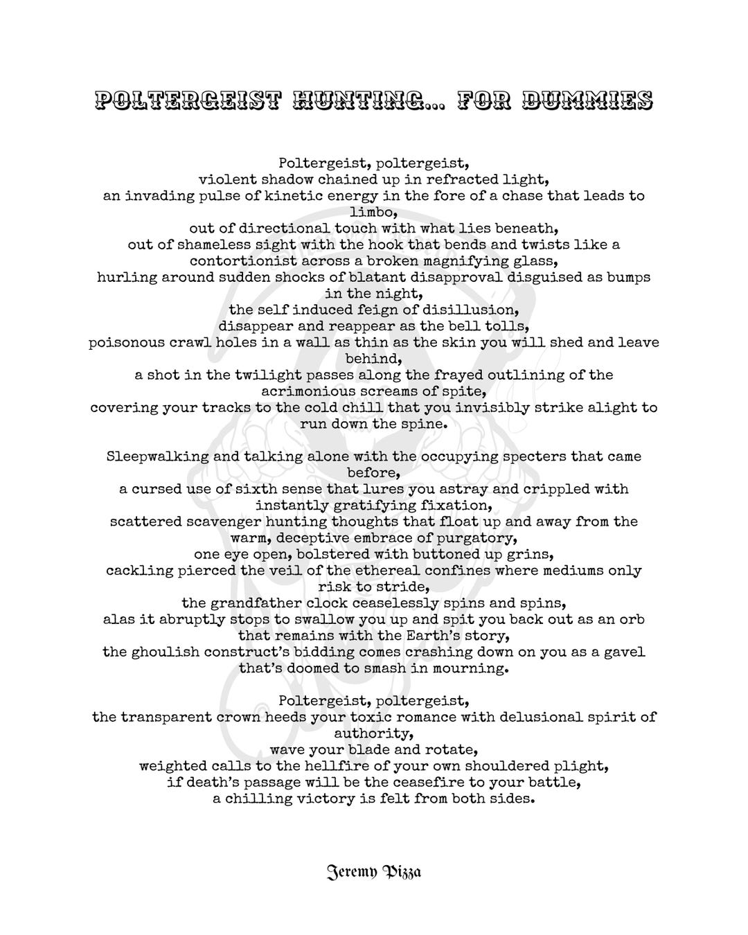 Poltergeist Hunting... for Dummies (printable Poem Without Background ...