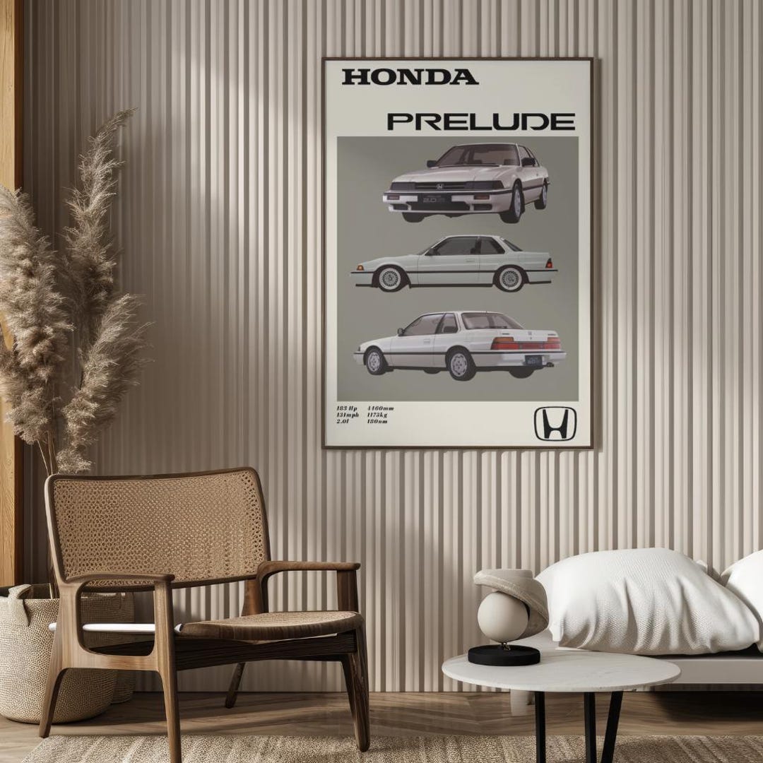Mk2 Honda Prelude Car Poster JDM Wall Art Japenese Gen2 Retro Vintage ...