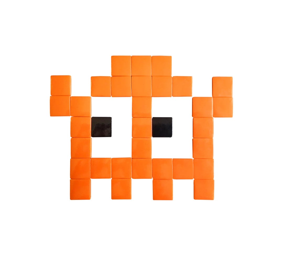 Orange Space Invaders Mosaic Tile Art - Indoor/outdoor Decor (19cm) - Etsy