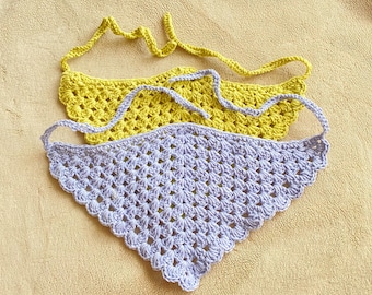 Periwinkle and Ivory Crochet Bandana **only One of Each Color** - Etsy