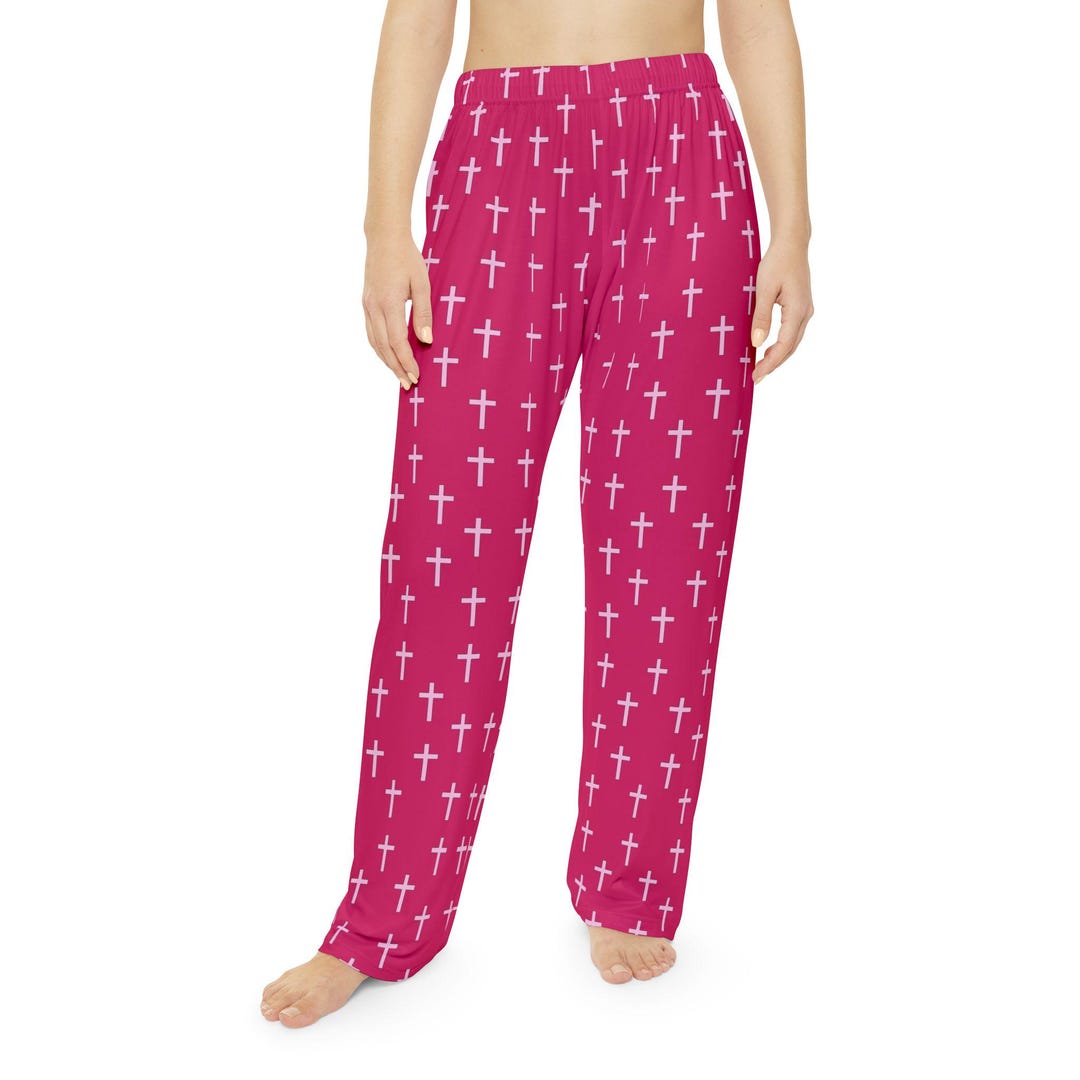 Women's Pajama Pants With Cross Print, Cozy Sleepwear, Christian Gift ...