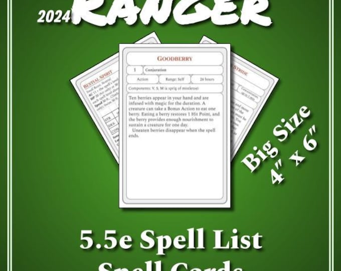 RANGER Spell Cards for Dnd 5e | Form Fillable Pdfs Included | Dungeons and Dragons | D&D ...