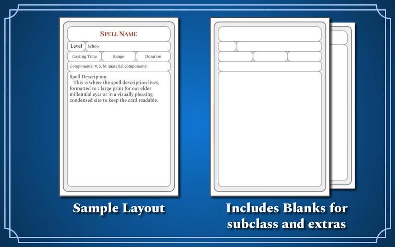 5.5e Dnd Sorcerer Spell Cards Digital Download - D&D Players Handbook ...
