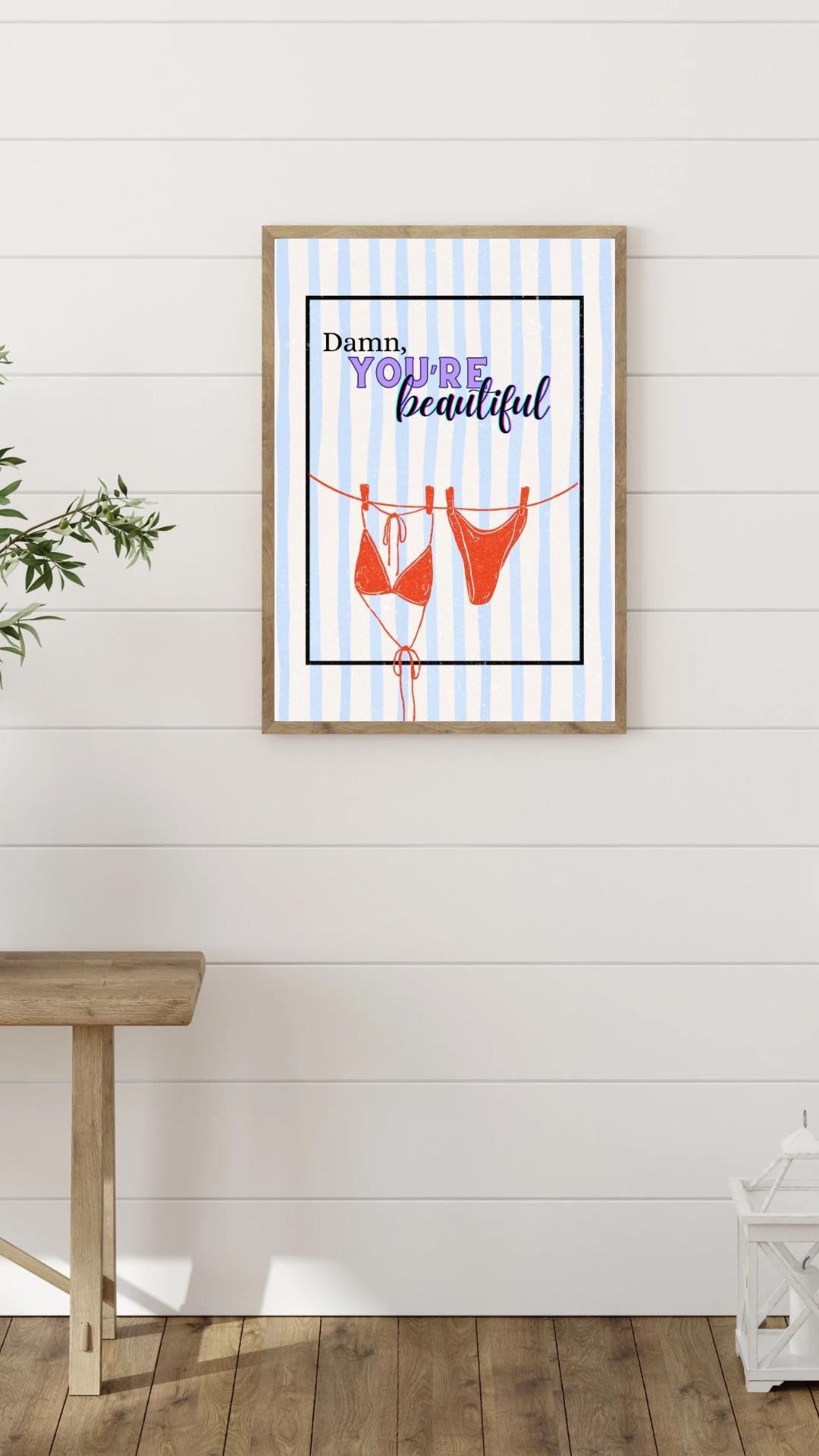 Damn, You’re Beautiful’ – Italian Digital Poster, Red Swimsuit Wall Art ...
