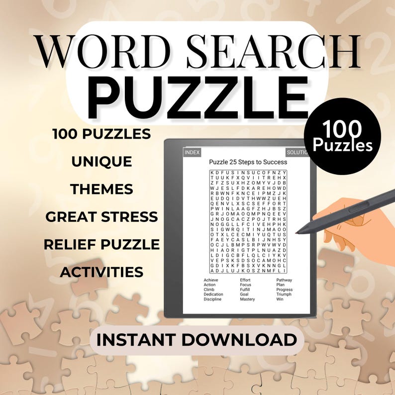 Kindle Scribe Word Search Puzzle Book Digital Template Instant Download ...
