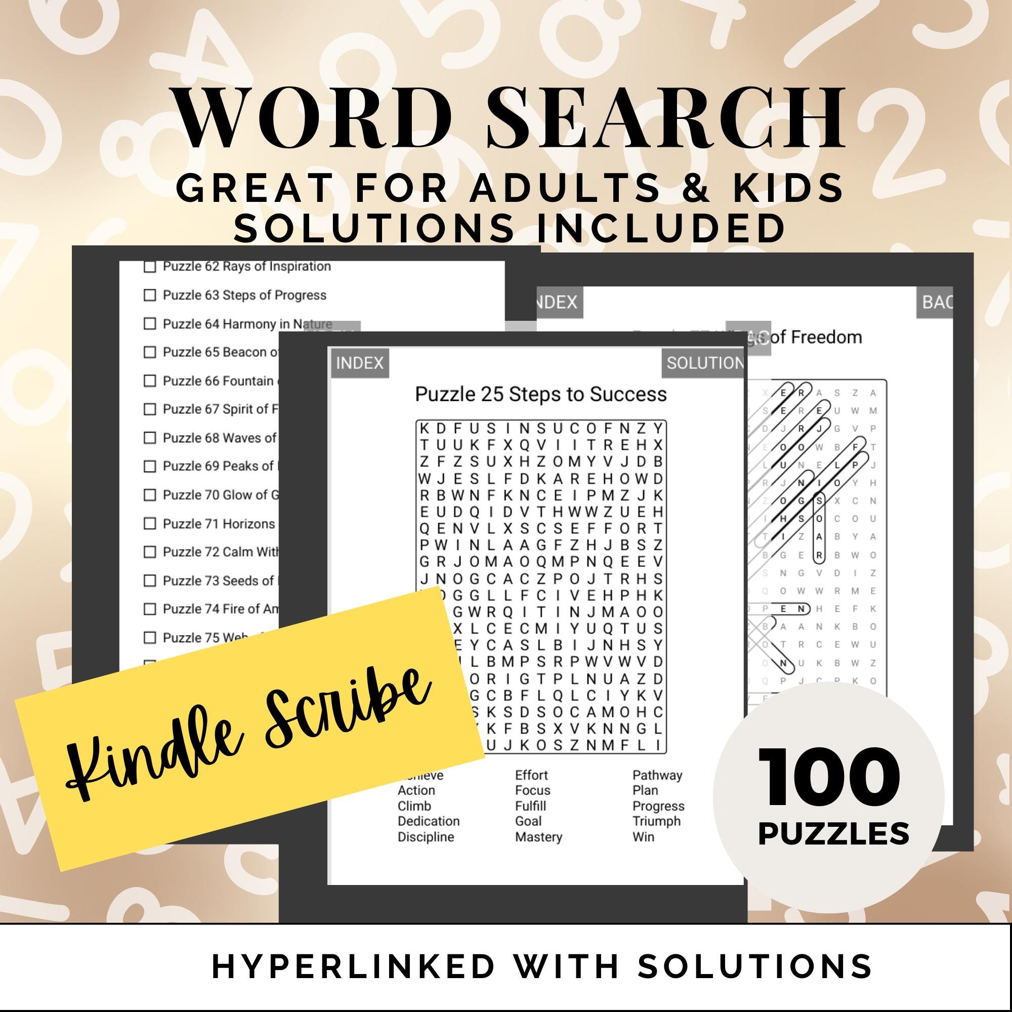 Kindle Scribe Word Search Puzzle Book: 100 Themed Puzzles (digital ...