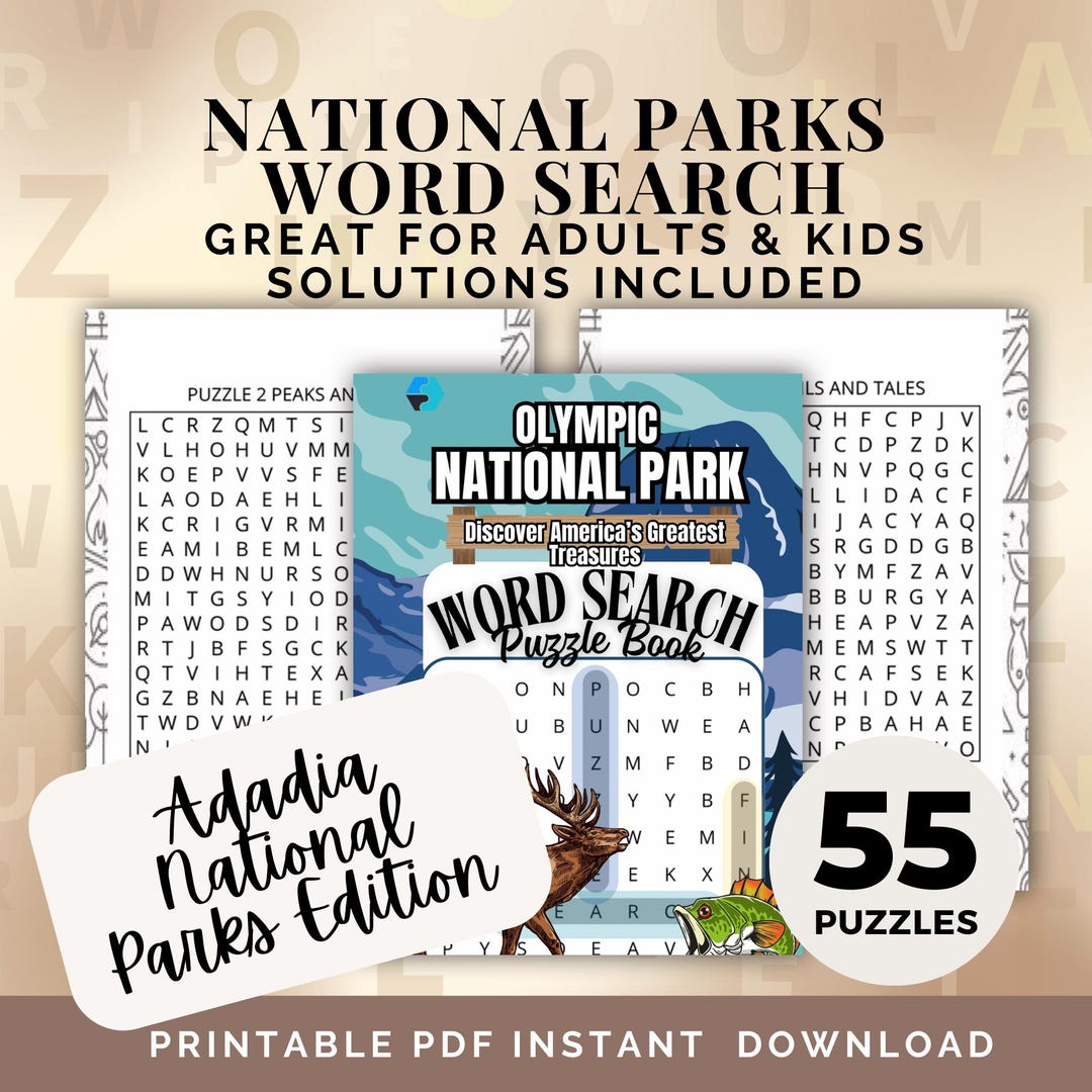 Olympic National Park Word Search Puzzle Book for Adults Kids Custom ...