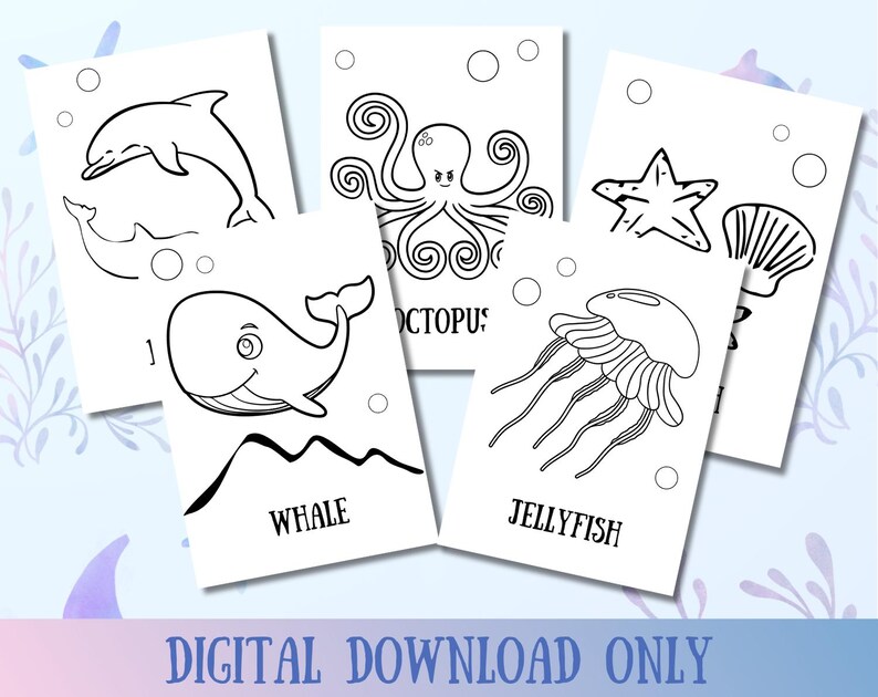 Marine Life Colouring Pages Printable - Ocean Coloring Pages for Kids ...
