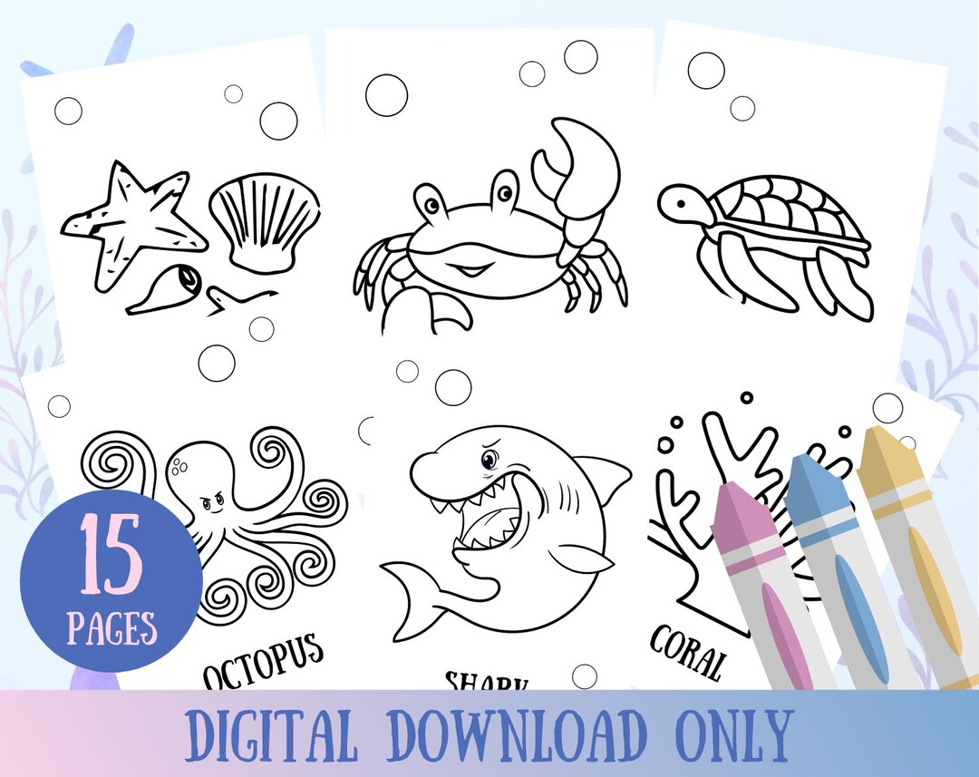 Marine Life Colouring Pages Printable - Ocean Coloring Pages for Kids ...