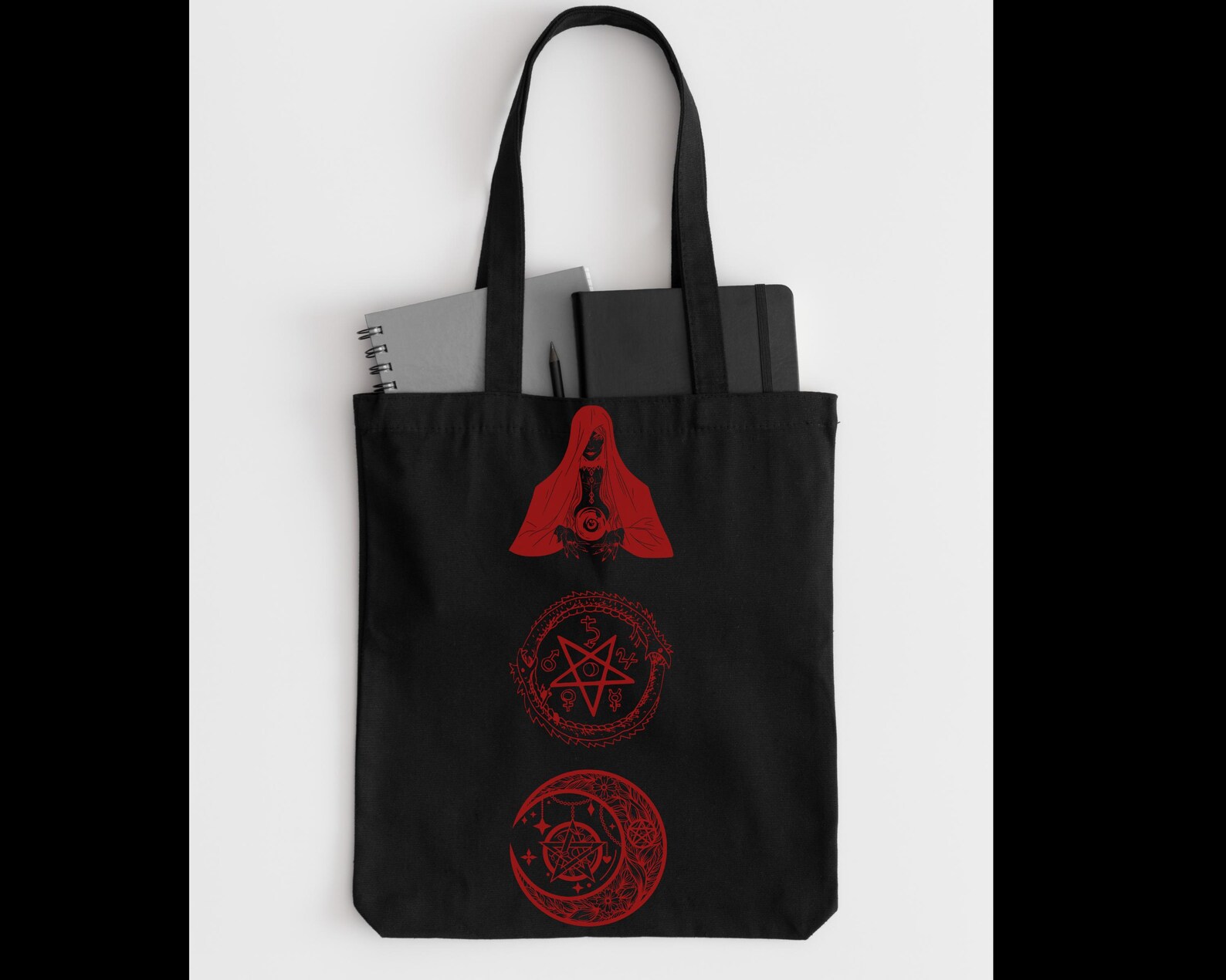 Mystical Tote Bag, 16x 16in, Witchcraft Vibes, Gift for Witches, Boho ...