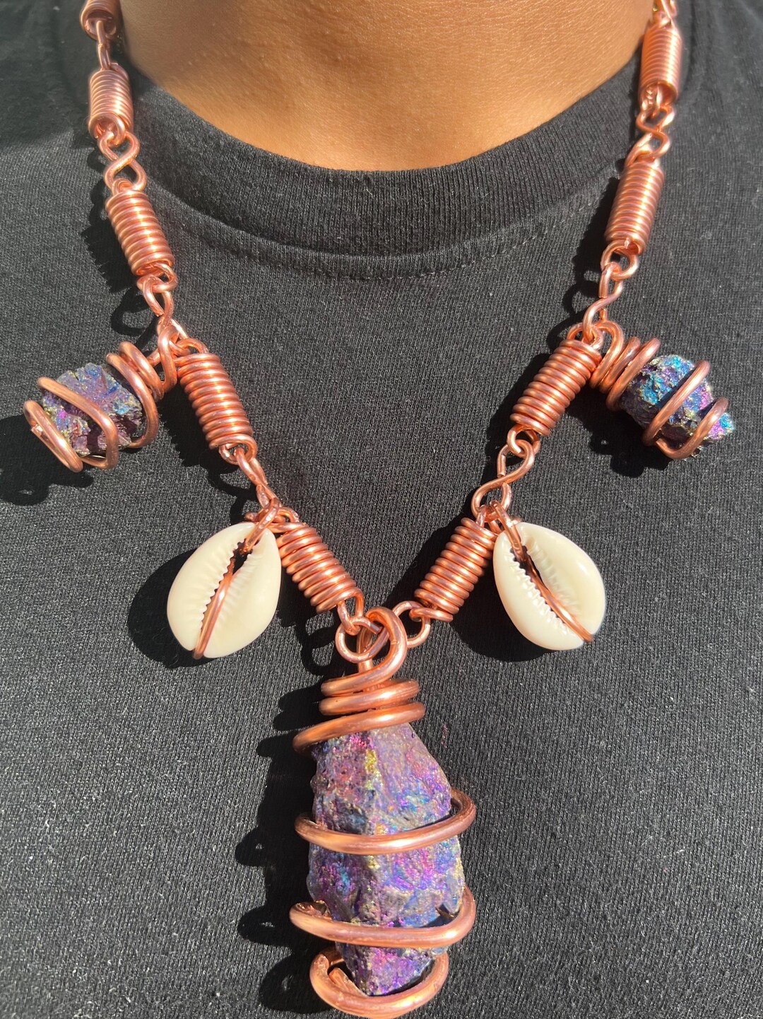 Peacock Aura Chain W/ Cowrie Shells - Etsy