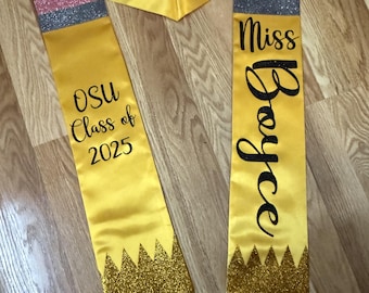 Teacher Pencil Graduation Stoles - Longer 70in + | Graduation - Etsy