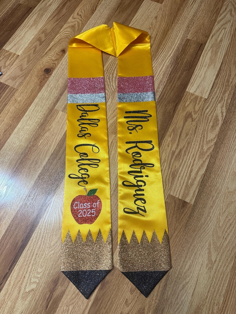 Pencil Graduation Stole With Apple - Etsy