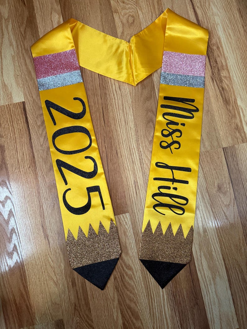 Teacher Pencil Graduation Stoles - Longer 70in + | Graduation - Etsy