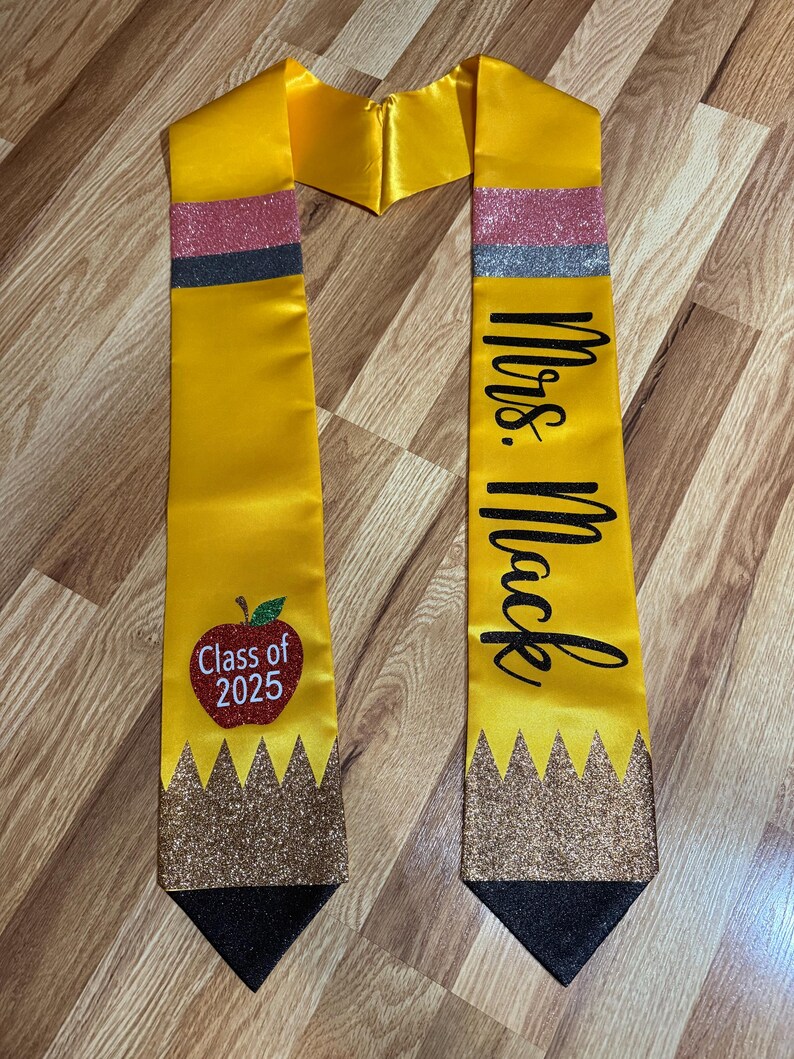 Pencil Graduation Stole With Apple - Etsy