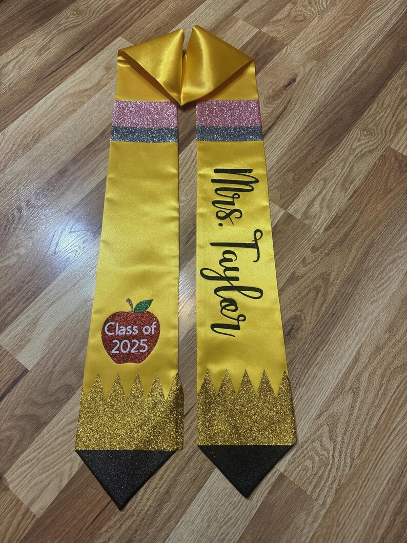 Pencil Graduation Stole With Apple - Etsy