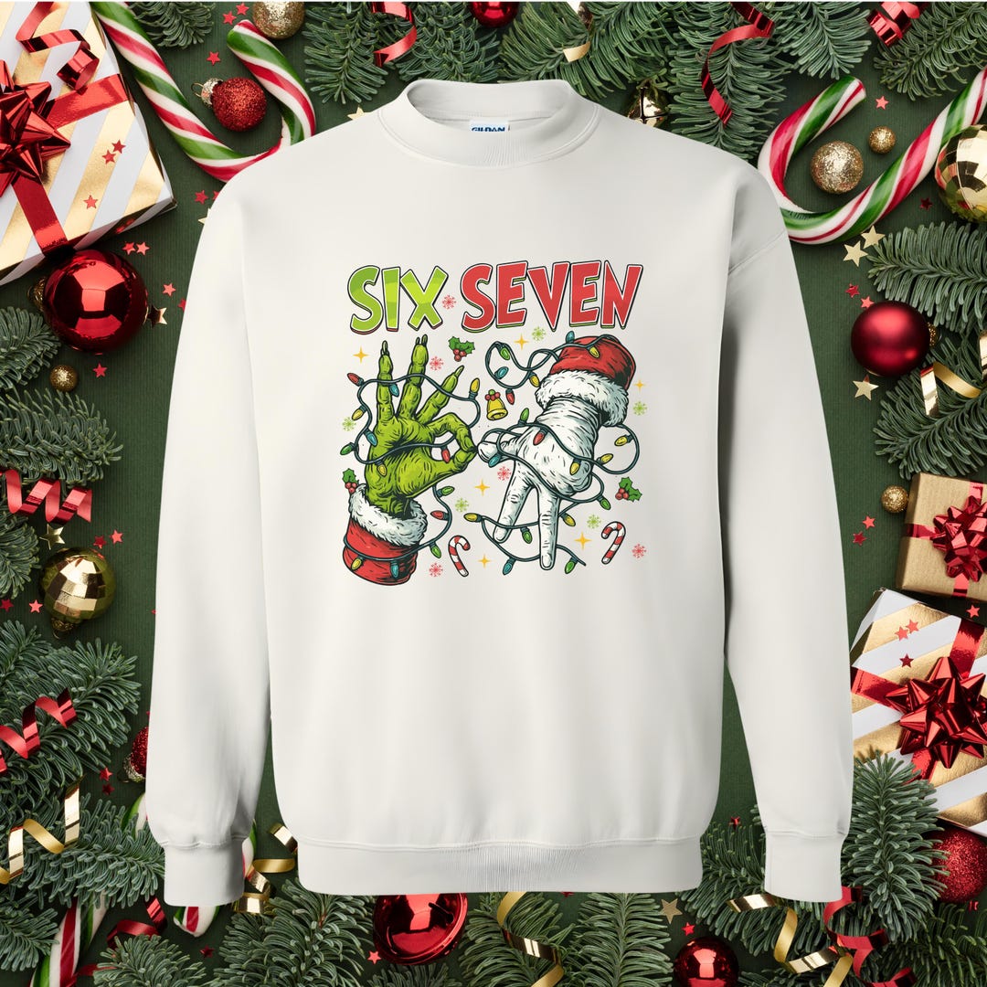 67 Meme Sweatshirt, Funny Hand Sign Streetwear Crewneck, Viral Gen Z ...