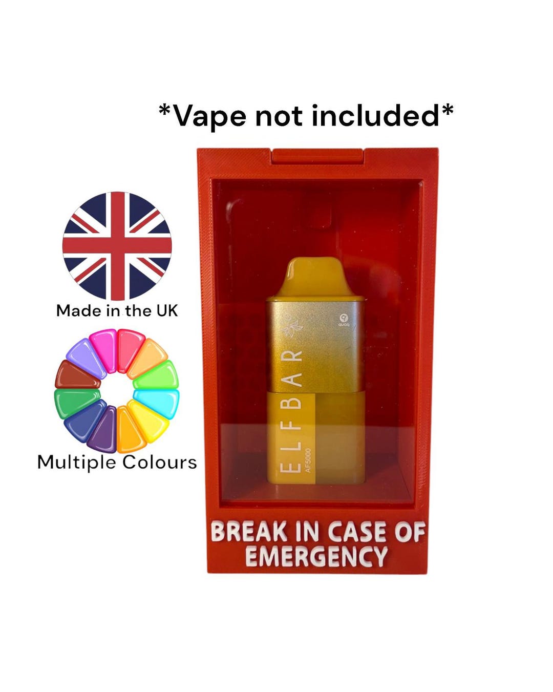 Break Glass in Case of Emergency Wall Display- Elf Bar Vape - Funny 3D ...