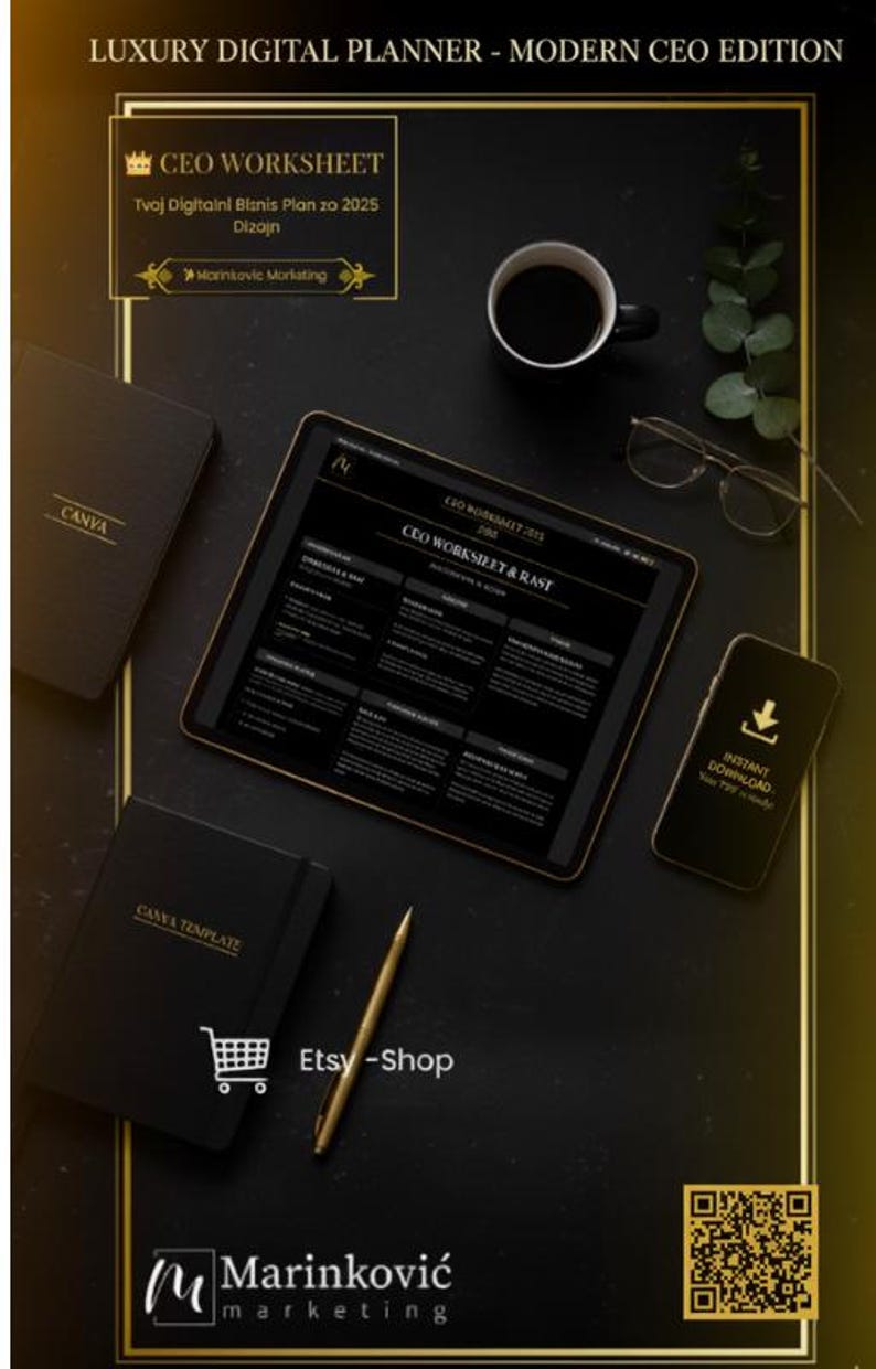 CEO Worksheet 2025 | Luxury Black & Gold Digital Planner | Online ...