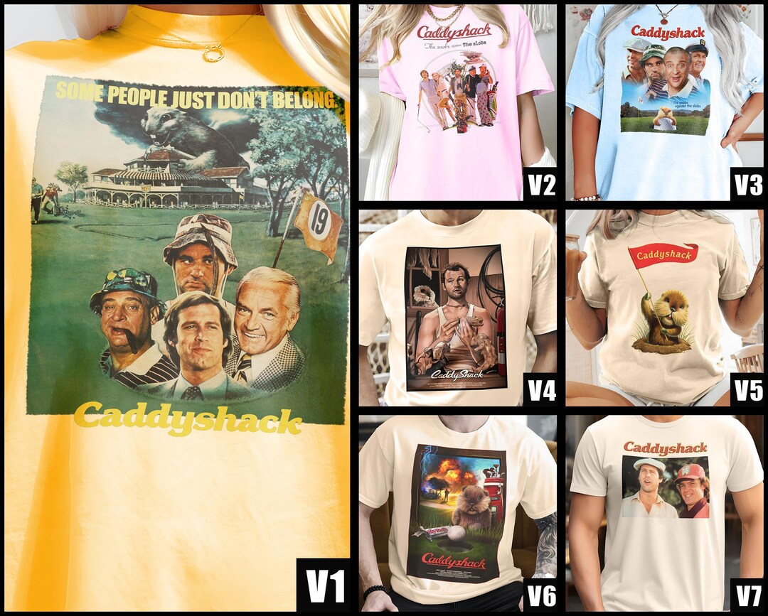 Vintage Caddyshack V1-V7 Natural T Shirt Movie Poster Retro Vintage ...