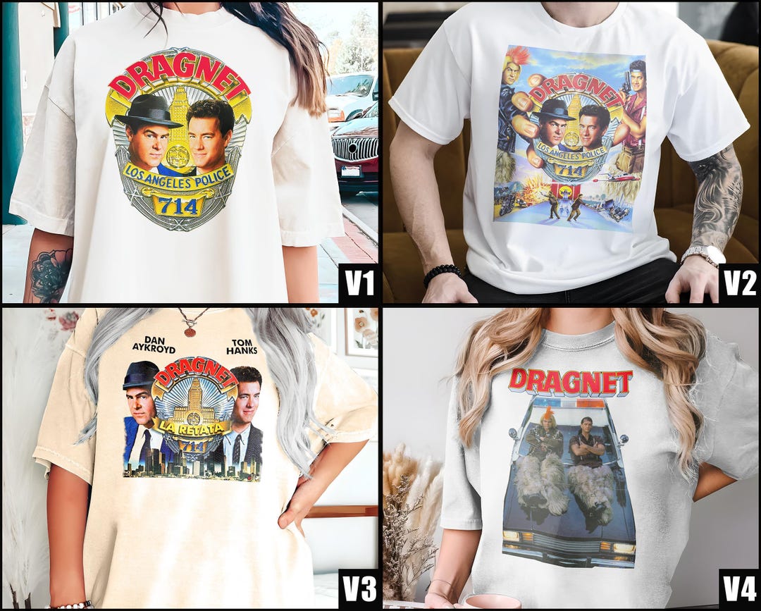 Vintage Dragnet V1-V4 Natural T Shirt Movie Poster Retro Vintage Cotton ...