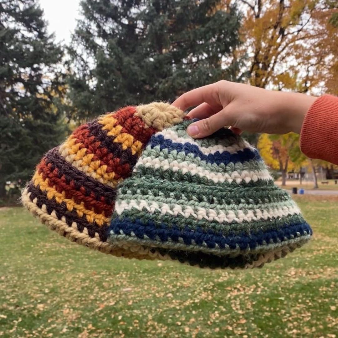 Colorful Crochet Beanie | Chunky Wool Blend Hat | Cozy Outdoor Granola ...