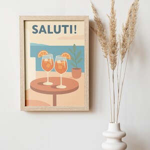 Aperol Spritz Terrace Print – Italian Summer Cocktail Poster, Retro ...