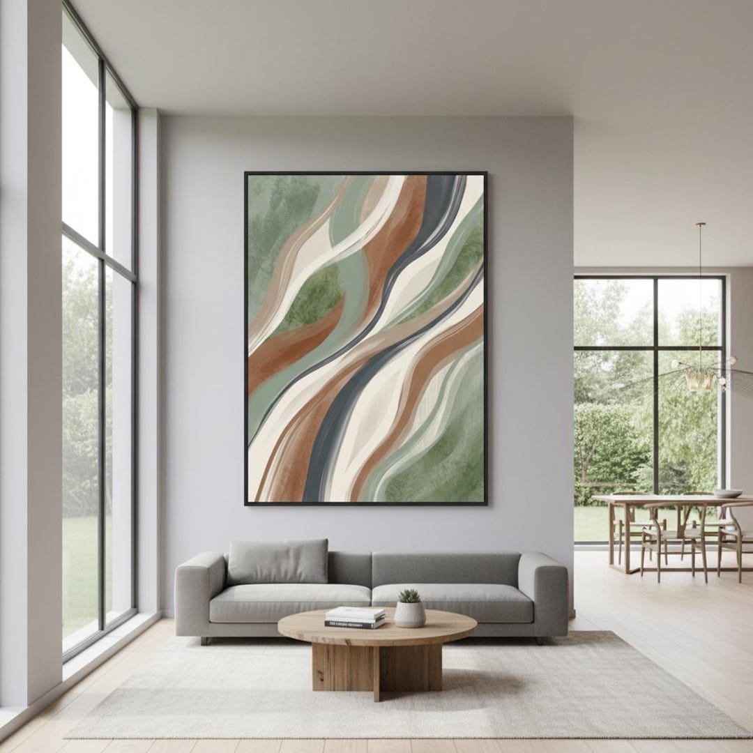 Biophilic Organic Flow Wall Art | Earthy Abstract Line Art Print ...