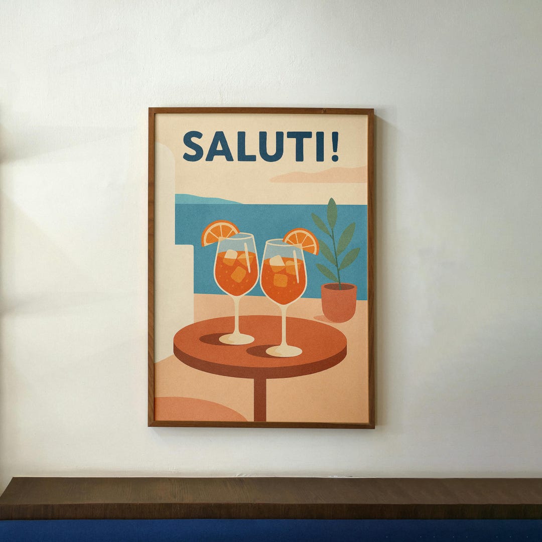 Aperol Spritz Terrace Print – Italian Summer Cocktail Poster, Retro ...