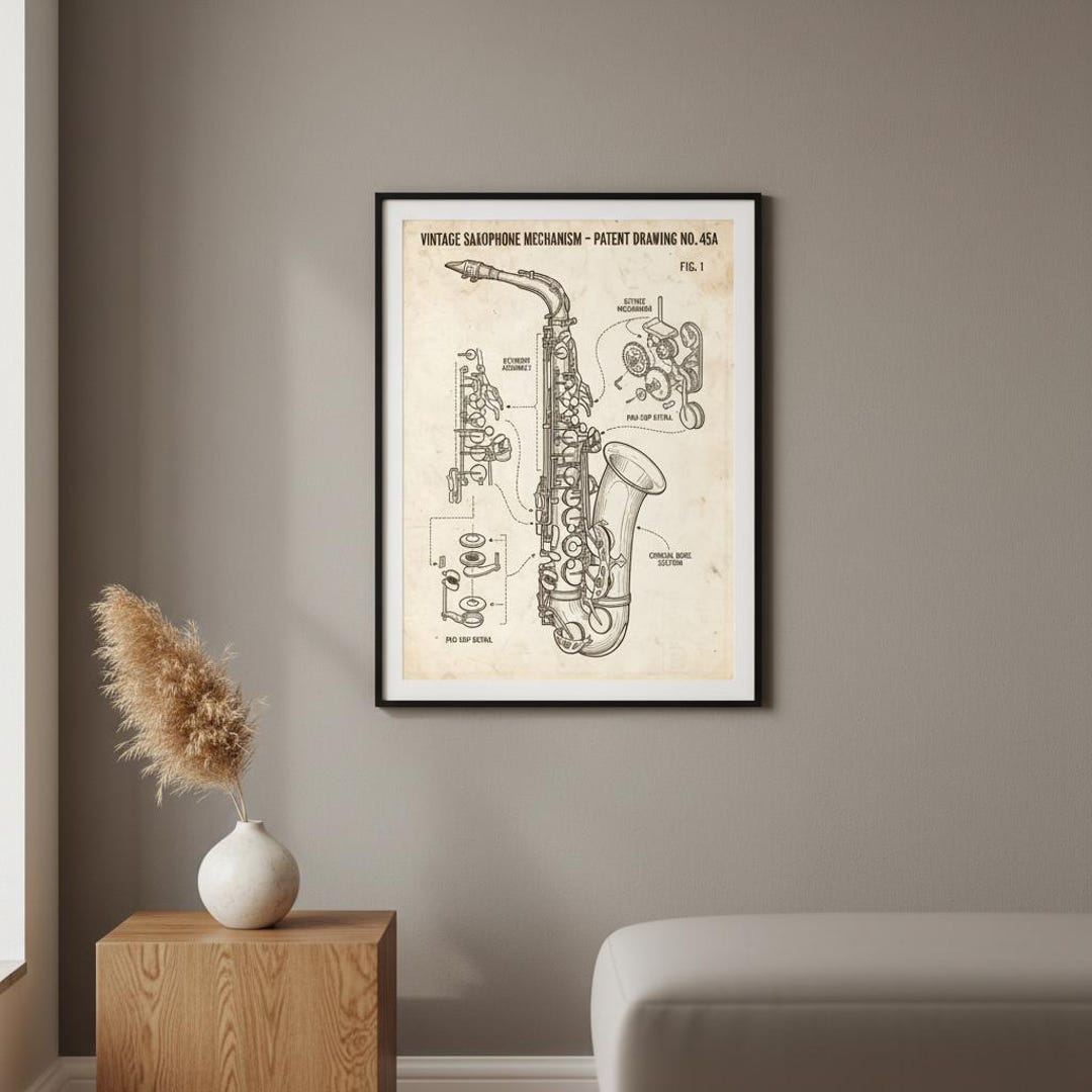 Saxophone Patent Print | Vintage Music Wall Art | Deconstructed ...