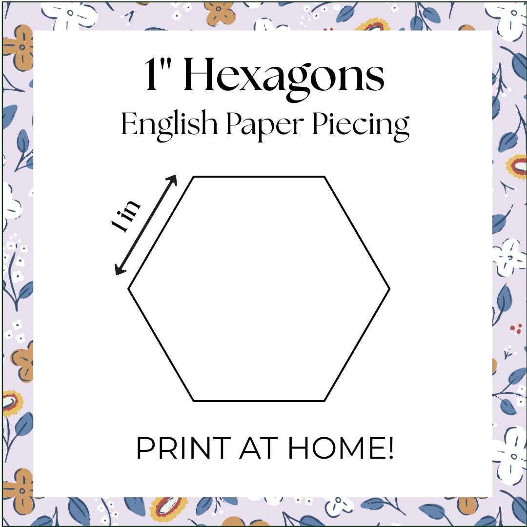 1" Hexagons Template - Instant PDF Download for Home Printing Letter ...