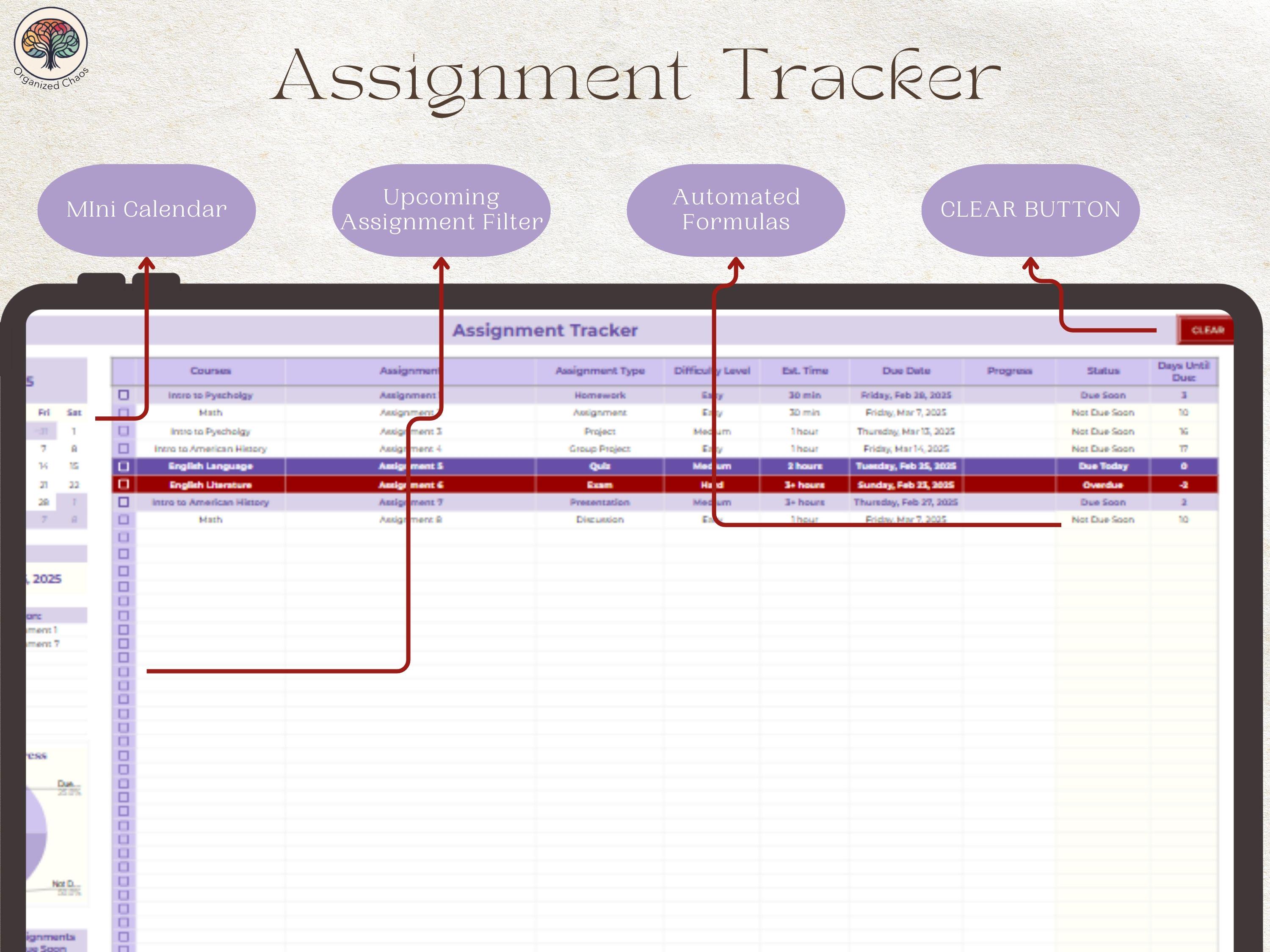 The Ultimate Assignment Tracker for Students Tracker Assignments ...