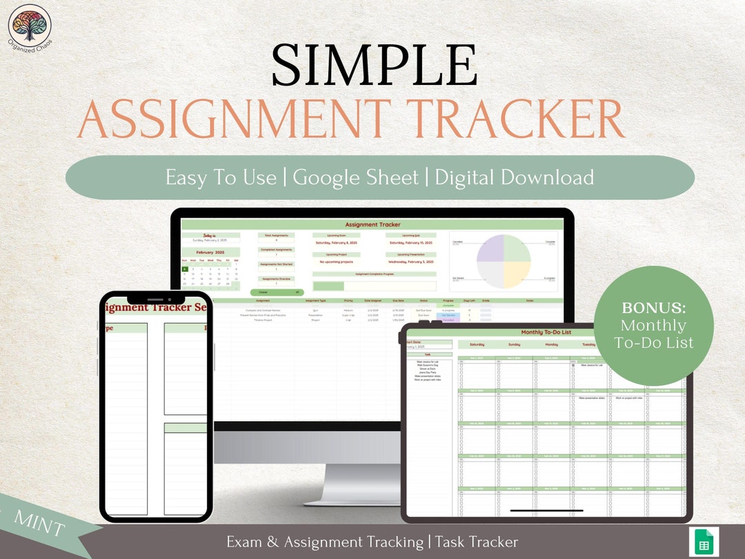 Digital Assignment Tracker: Student Planner, To-do List (google Sheet ...