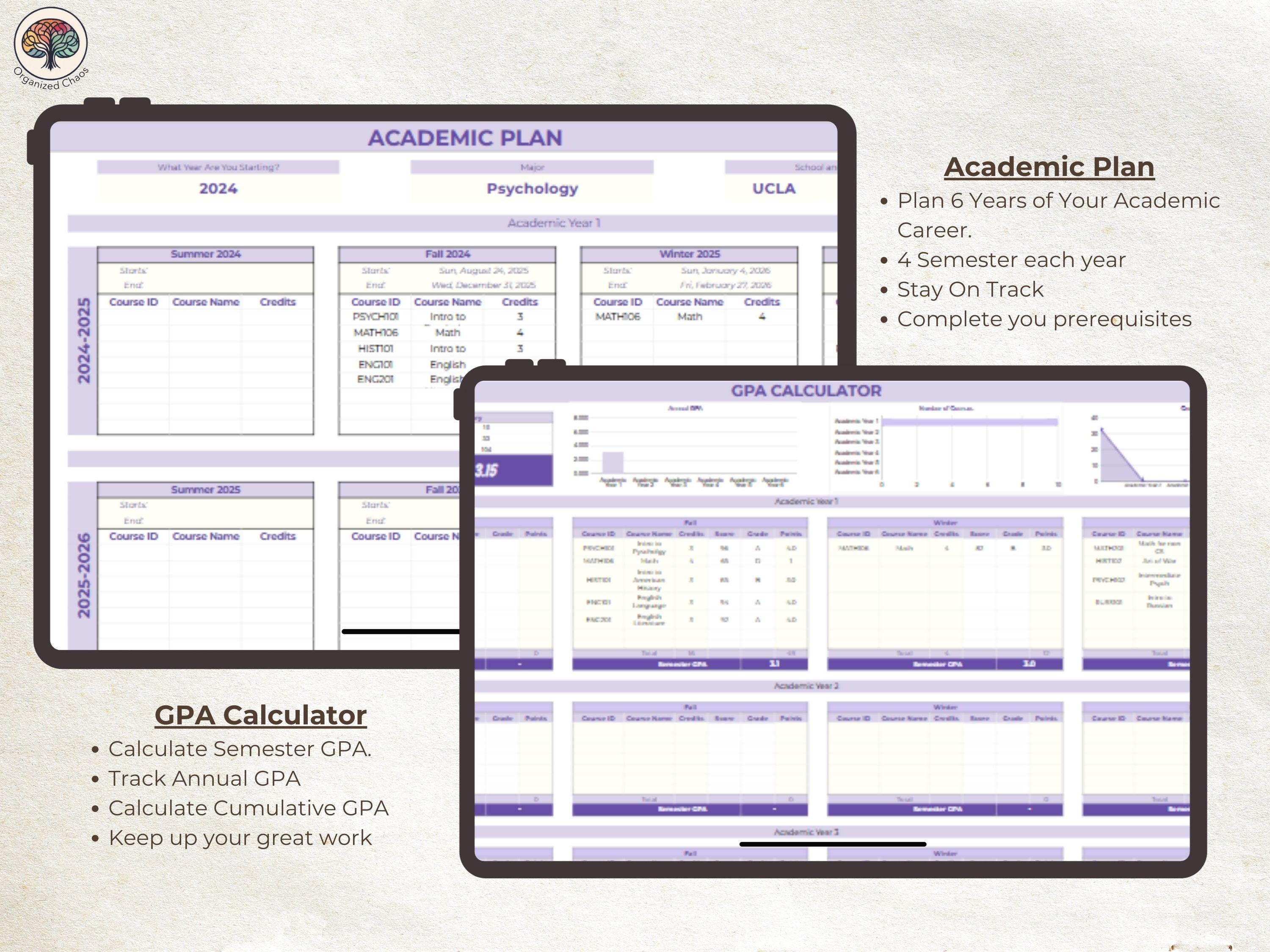 Digital Student Planner: Assignment Tracker & GPA Calculator (google ...